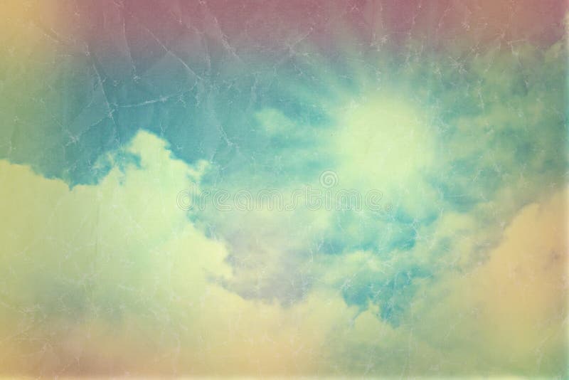Vintage Blue Sky with Clouds with Retro Effect Stock Illustration ...