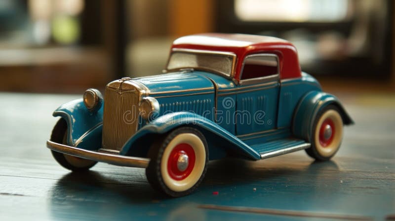 Vintage Toy Car, Blue and Red Color Scheme Stock Illustration ...