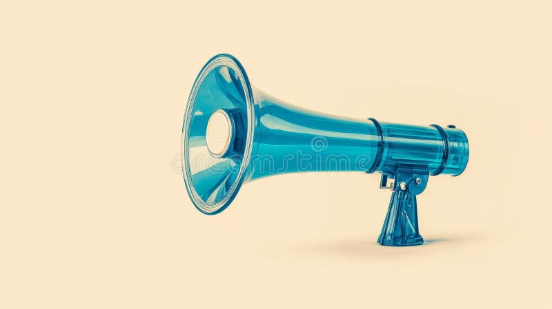 Vintage Blue Transparent Megaphone on Beige Background Stock Image ...
