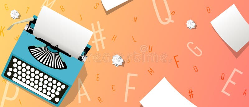 Vintage Blue Typewriter on Background with Letters Stock Vector ...