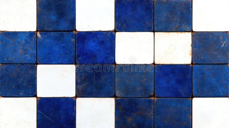 Vintage Blue and White Checkered Tile Wall Background Texture Stock ...