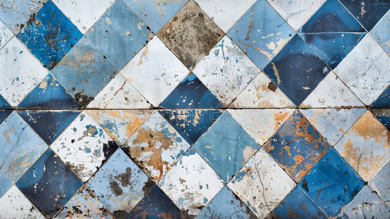 Vintage Blue White Patchwork Diamond Stone Wall Texture Background for ...