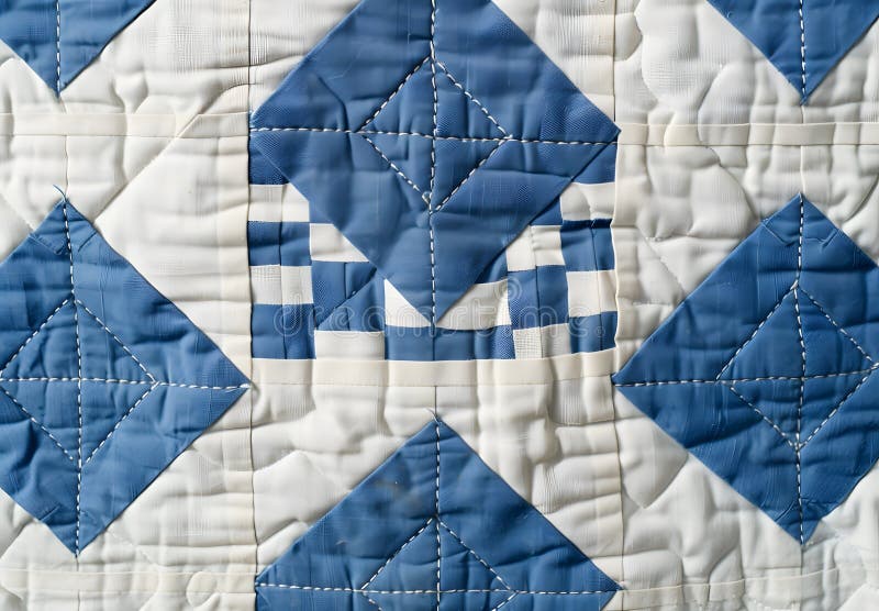 Vintage Blue and White Quilt Pattern Close Up Stock Illustration - Illustration of quilt ...