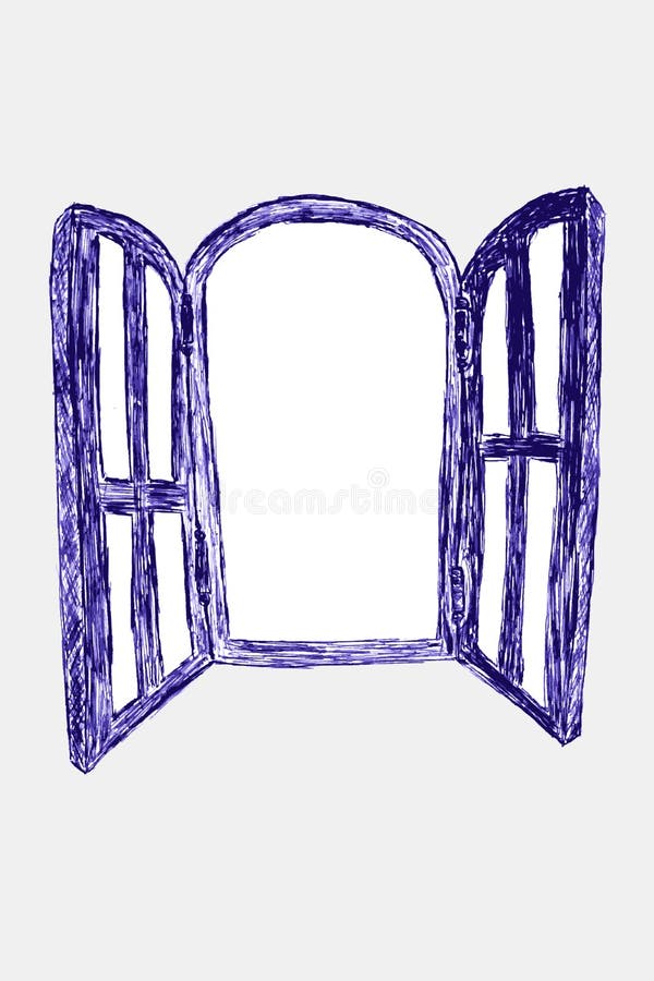 Vintage Blue Window, Isolated on White Stock Vector - Illustration of ...