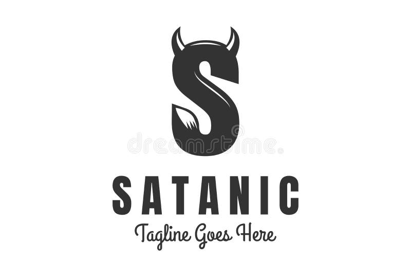 Vintage Bold Initial Letter S with Horn Tail for Satan Satanic Logo ...