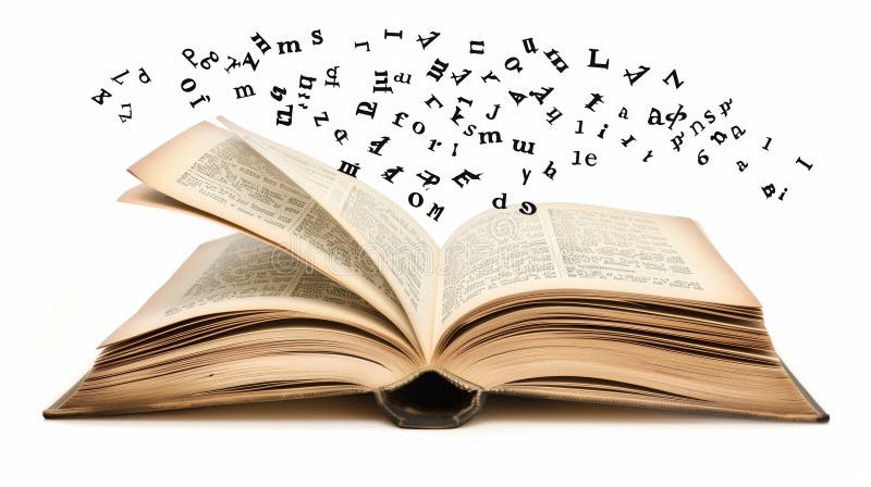 A Vintage Book with Its Pages Open and Letters Flying Out Stock Image ... A Vintage Book with Its Pages Open and Letters Flying Out Stock Image ...