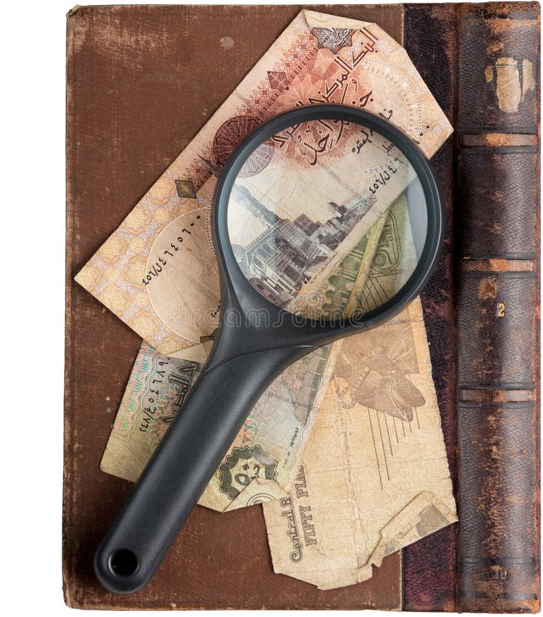 Vintage Book with Magnifying Glass Stock Photo - Image of conceptual ...