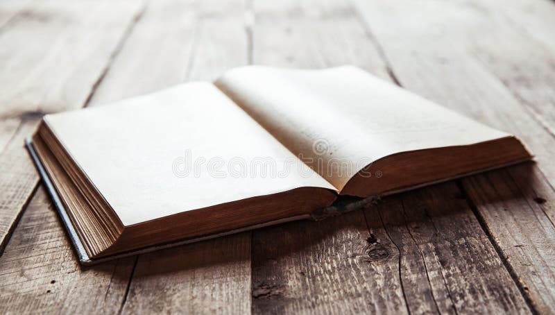 Vintage Book on Old Wooden Table. Stock Photo - Image of book, museum ...