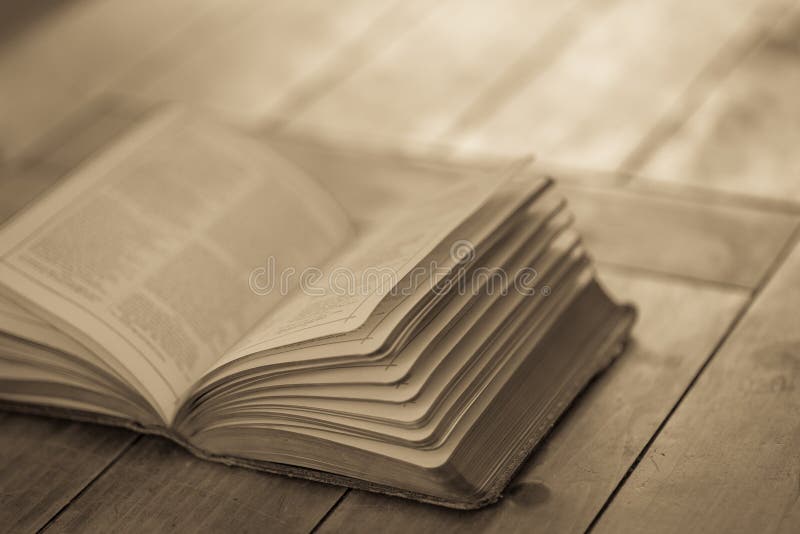 Open book on wooden table stock image. Image of knowledge - 108591417