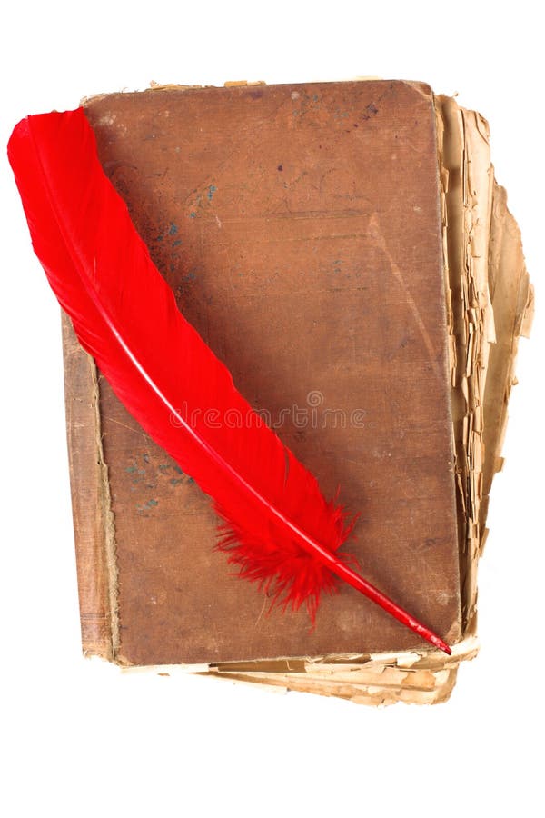 Vintage Book with Red Feather Stock Image - Image of message, sheet ...
