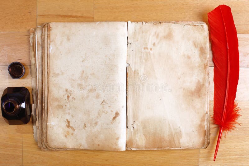 Vintage Book with Red Feather Stock Image - Image of list, historic ...