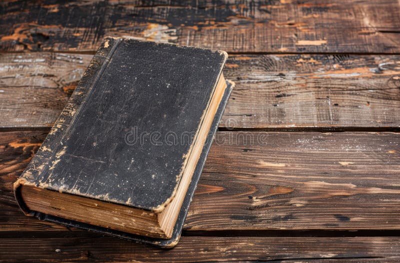 Vintage Book on Rustic Wooden Table Stock Illustration - Illustration ...