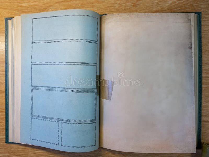 Vintage Book Showing Blank Pages with Frames Stock Image - Image of ...
