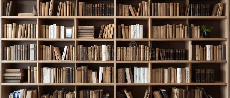 Vintage Bookcase Filled with Numerous Books on Shelves Stock ...