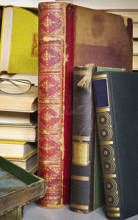 Stack of vintage books stock image. Image of information - 35596625