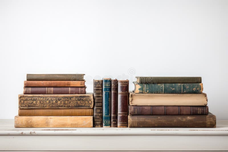 Front View Old Books Stacked on White Background. Generative Ai Stock ...