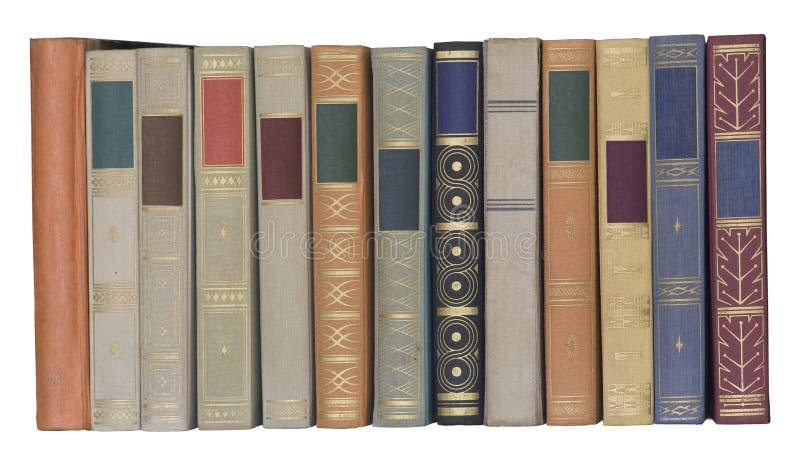 Vintage Books in a Row, Isolated, Free Copy Space Stock Image - Image ...