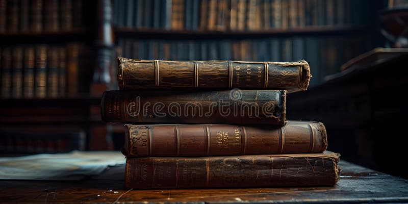 Vintage Books Stacked on a Table in a Classic Library. Antique ... Vintage Books Stacked on a Table in a Classic Library. Antique ...