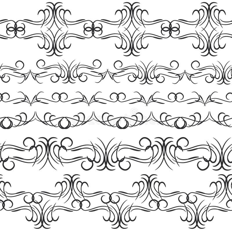 Vintage Border Design Elements, Black on White Background. Seamless ... Vintage Border Design Elements, Black on White Background. Seamless ...