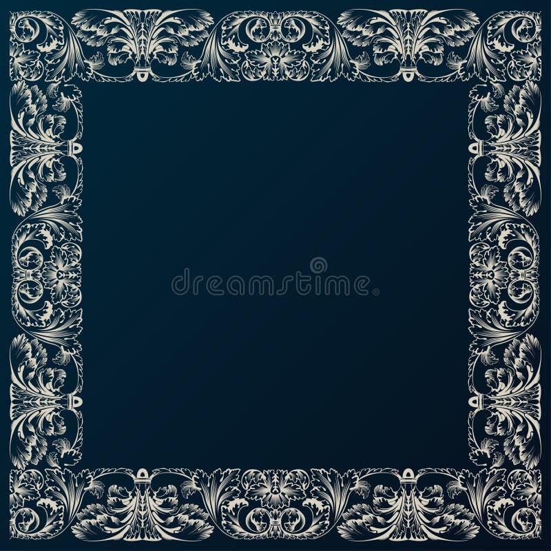 Vintage Border Frame Decor. Baroque Design with Retro Ornament Stock ...