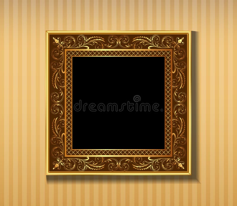 Vintage Border Frame Engraving with Retro Ornament Stock Vector ...