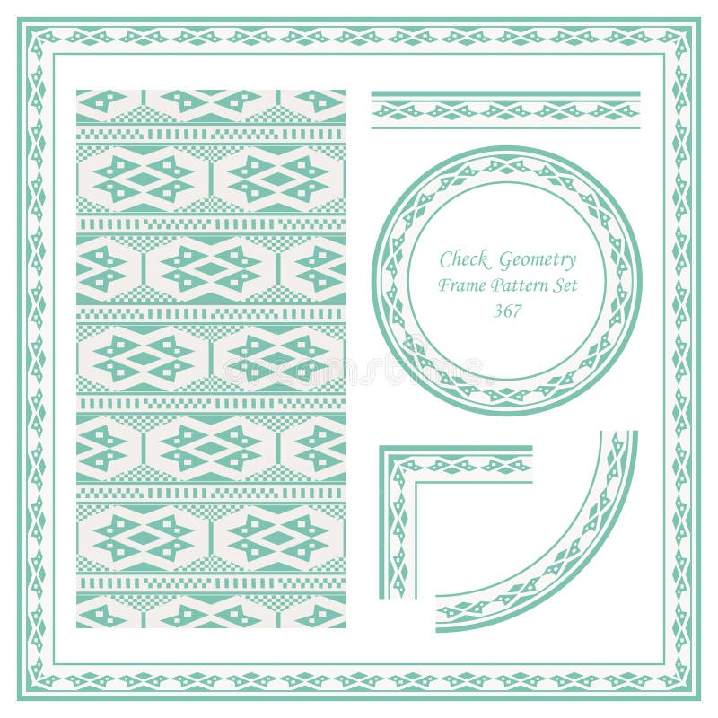 Vintage Border Pattern 357 Check Square Geometry Stock Vector ...