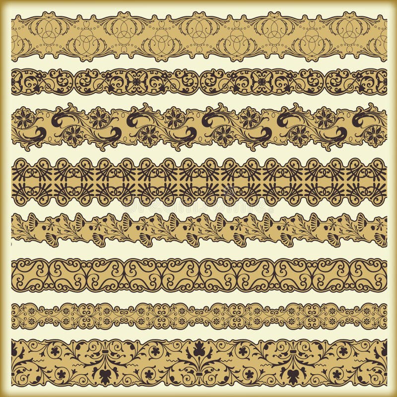 Vintage Border Set for Design Stock Vector - Illustration of romantic ...