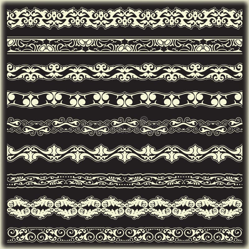 Vintage Border Set for Design Stock Vector - Illustration of detail ...