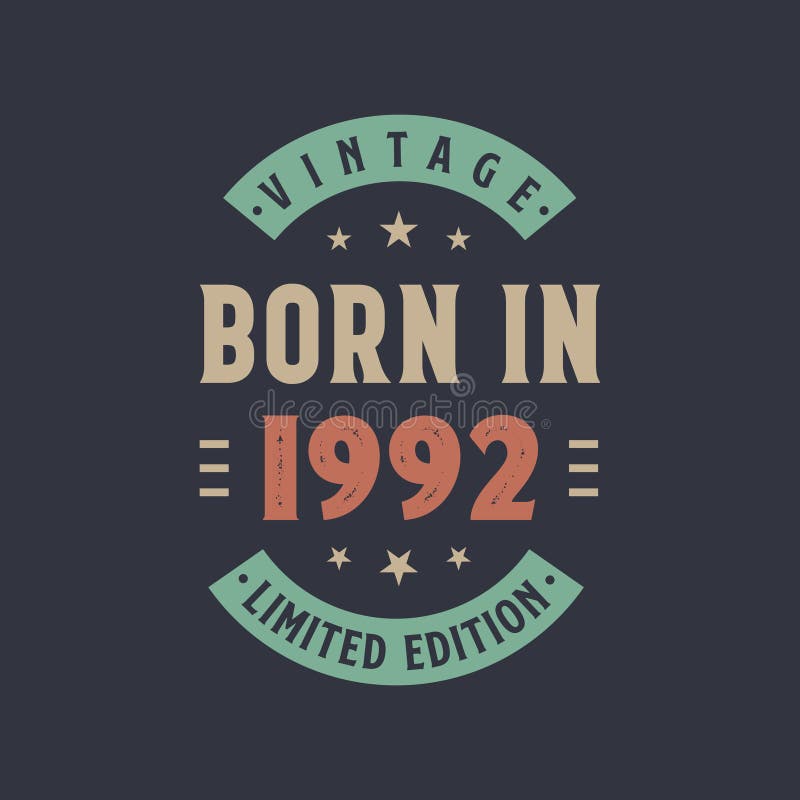 1992 Vintage Retro T Shirt Design, Vector, Black Background Stock ...