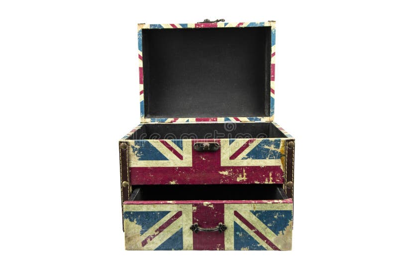 Vintage Box with British Flag Isolate on White Background with Clipping ...