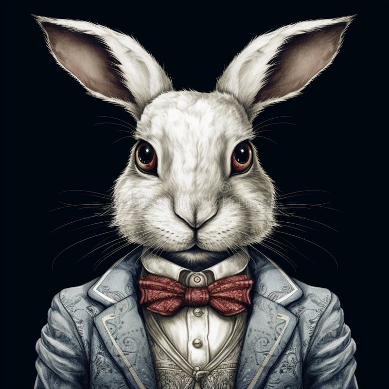 Vintage Boy Bunny Rabbit in Suit Isolated on Dark Background Stock ...