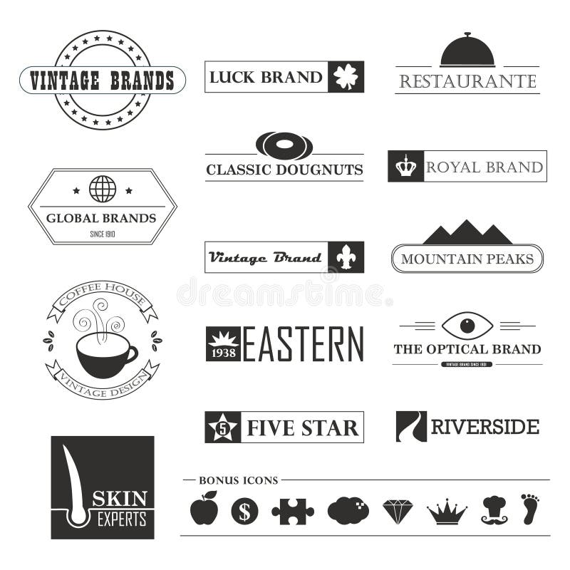 Vintage Brands and Logo Elements Stock Vector - Illustration of coffee ...