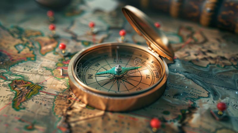 The Vintage Brass Compass.AI Generated Image Stock Image - Image of ...