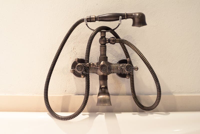 Vintage brass douche stock photo. Image of mixer, copper - 32939806