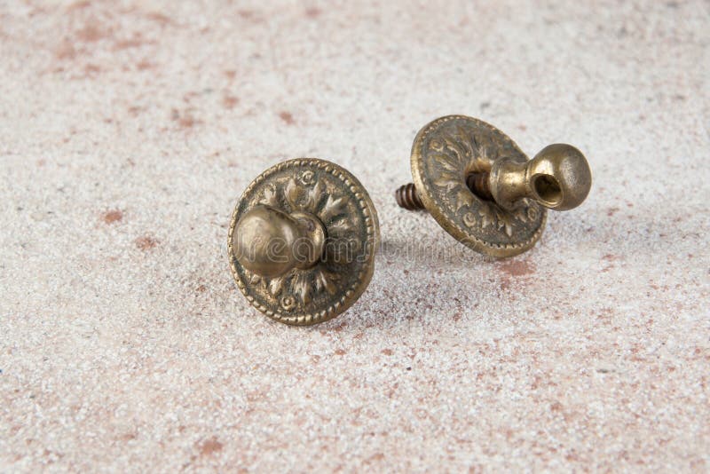 Vintage Brass Drawer Pull Knobs Stock Photo - Image of antique, gold ...