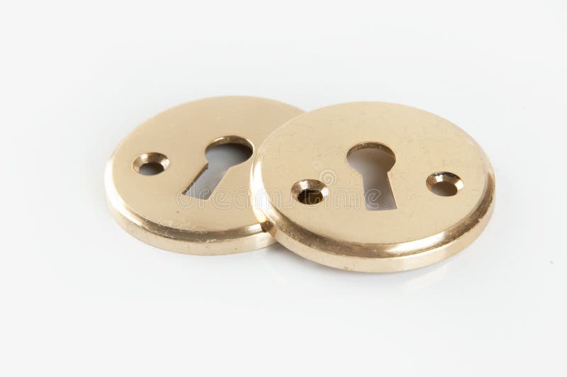 Vintage Brass Keyhole Lock Covers Stock Image - Image of cover, white ...