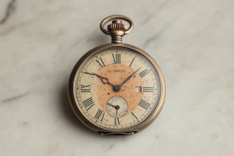 Vintage Brass Pocket Watch with Antique Design Stock Illustration ...