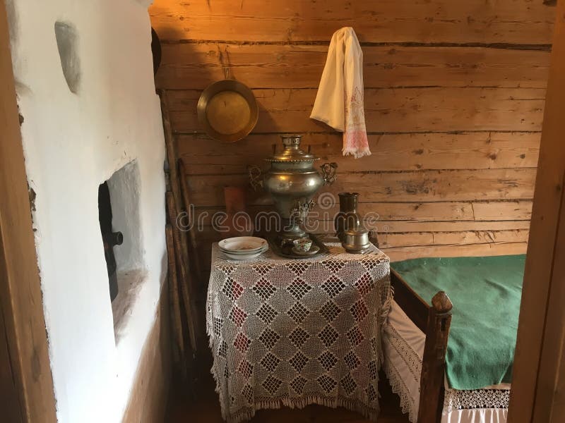 Vintage Brass Samovar with the Stove in the Next Room Stock Image ...