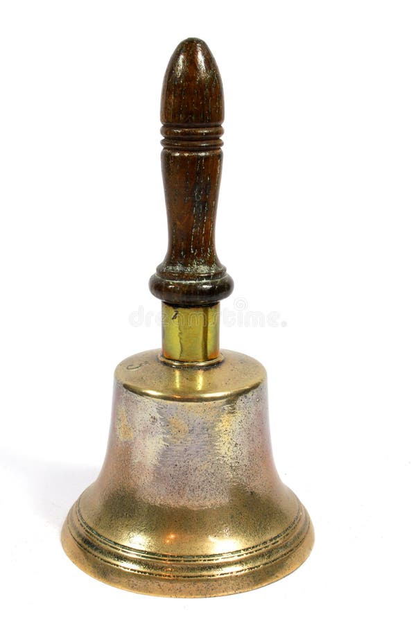 Vintage Brass School Bell on White Background Stock Image - Image of ...