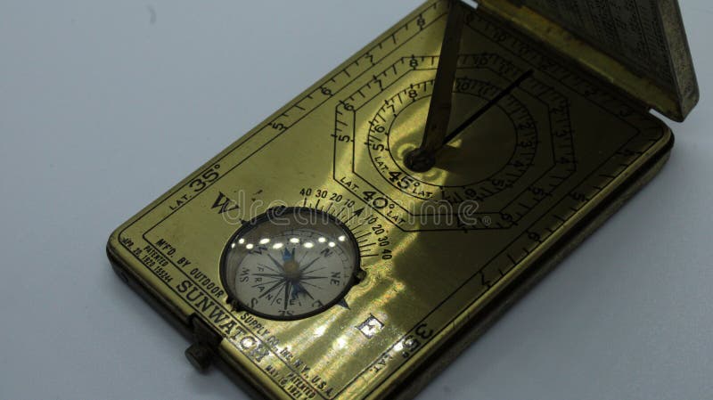 Vintage Brass Sun Watch Directional Compass Editorial Photo - Image of ...