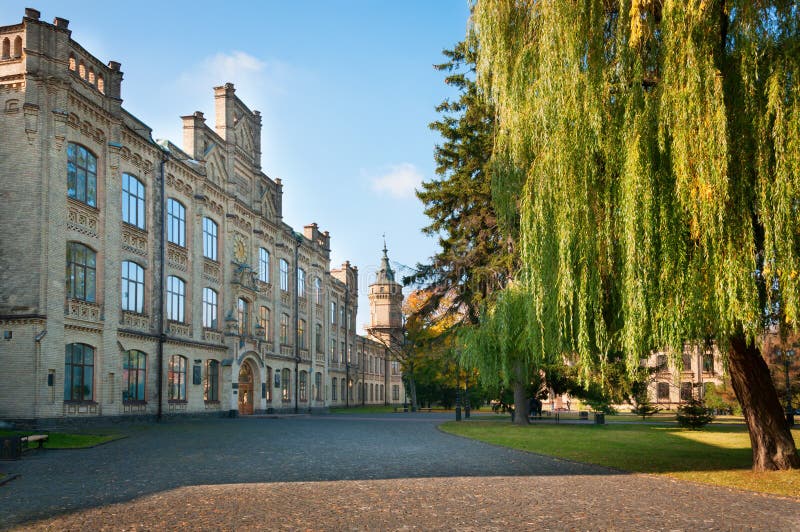 Vintage Brick Building in Autumnal Park Stock Image - Image of orange ...