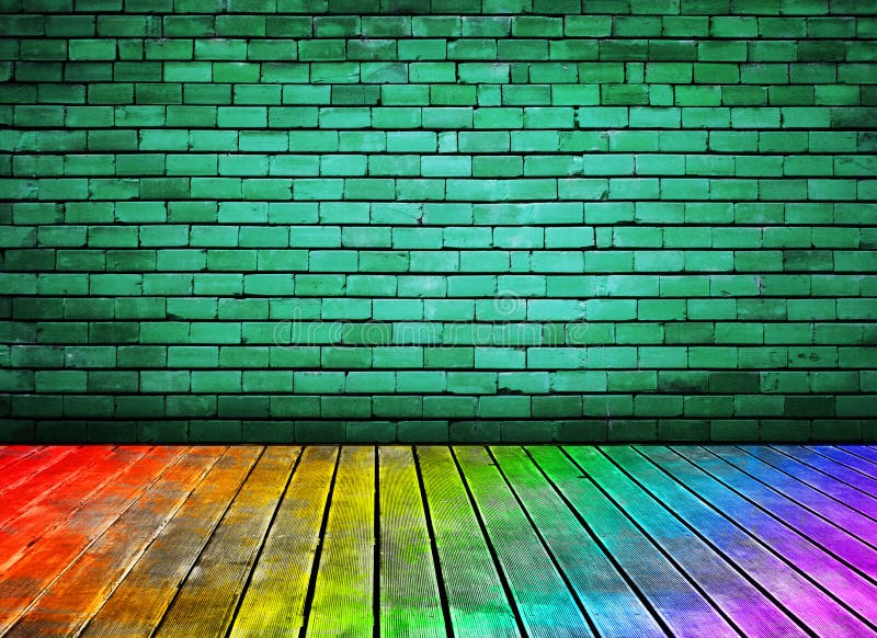 Vintage Brick Wall and Colorful Wood Floor Texture Stock Illustration ...