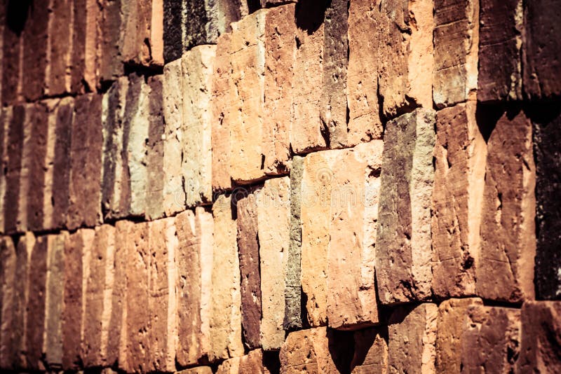 Vintage Brick Wall Rusty Colored Abstract Background. Stock Photo ...