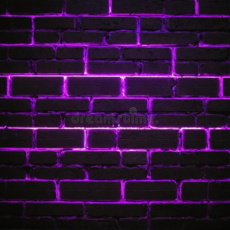 Vintage Brick Wall with Seams Illuminated by a Bright Violet Light ...