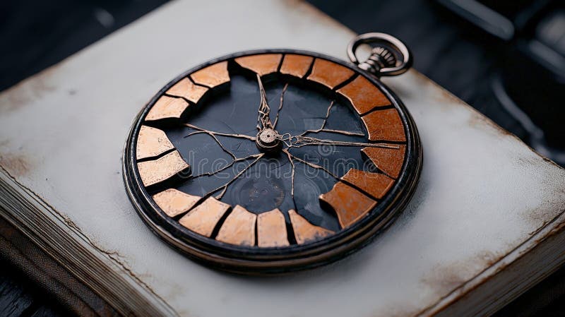 Vintage Broken Pocket Watch on an Old Notebook Artistic Still Life ...