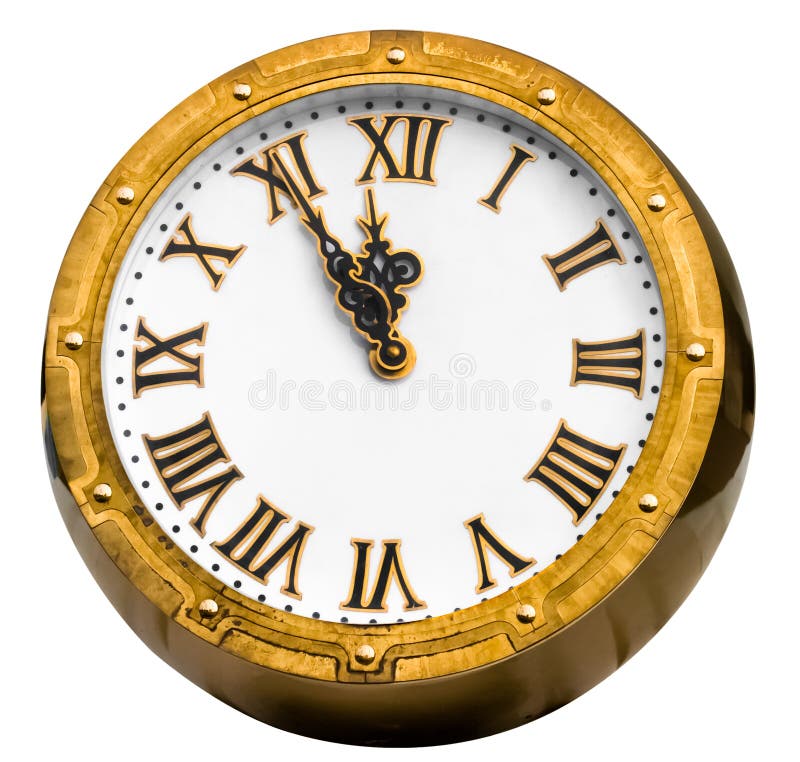 Vintage Bronze Clock Five Minutes before Midnight Stock Image - Image ...