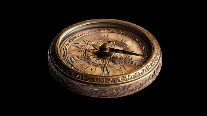 Vintage Bronze Compass Roman Numerals Intricate Design Stock Photos ...