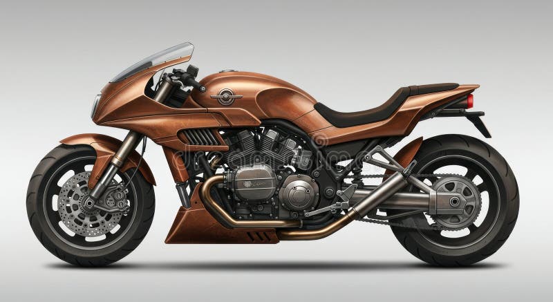 Vintage Bronze Custom Motorcycle Design with Modern Features and Sleek ...