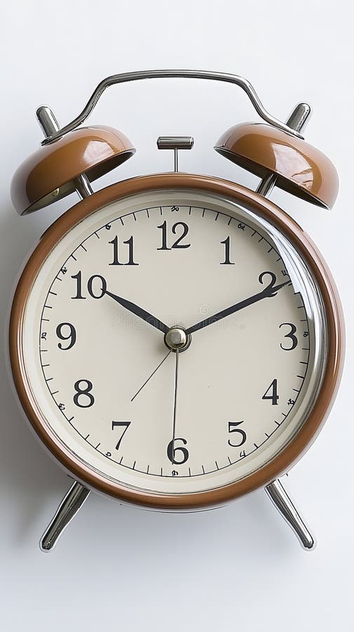 Vintage Brown Alarm Clock on White Background Stock Illustration ...
