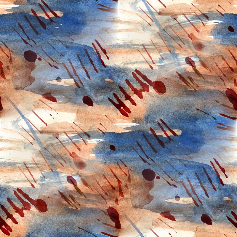 Vintage Brown, Blue Pattern Design Seamless Stock Illustration ...